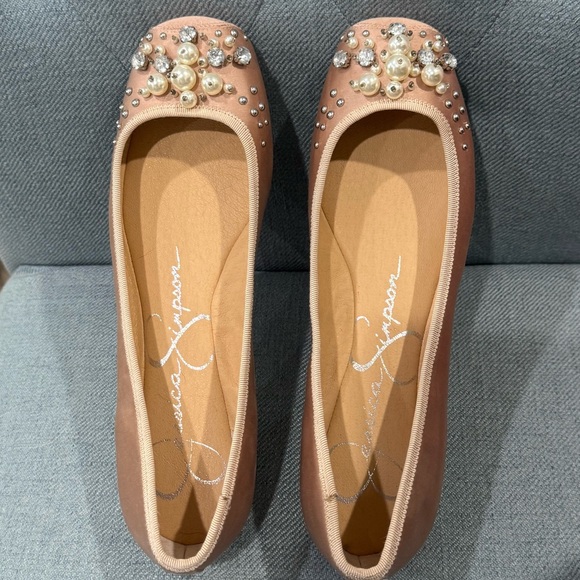 Jessica Simpson | Shoes | Jessica Simpson Pink Embellished Ballet ...